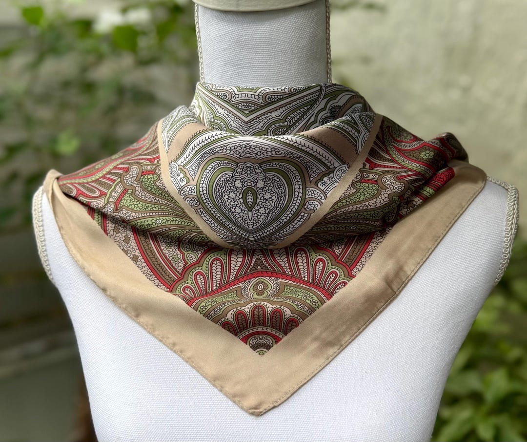 Nature Medallion - Poly/silk Blend Head Neck Scarf - Silk Blend Scarf ...
