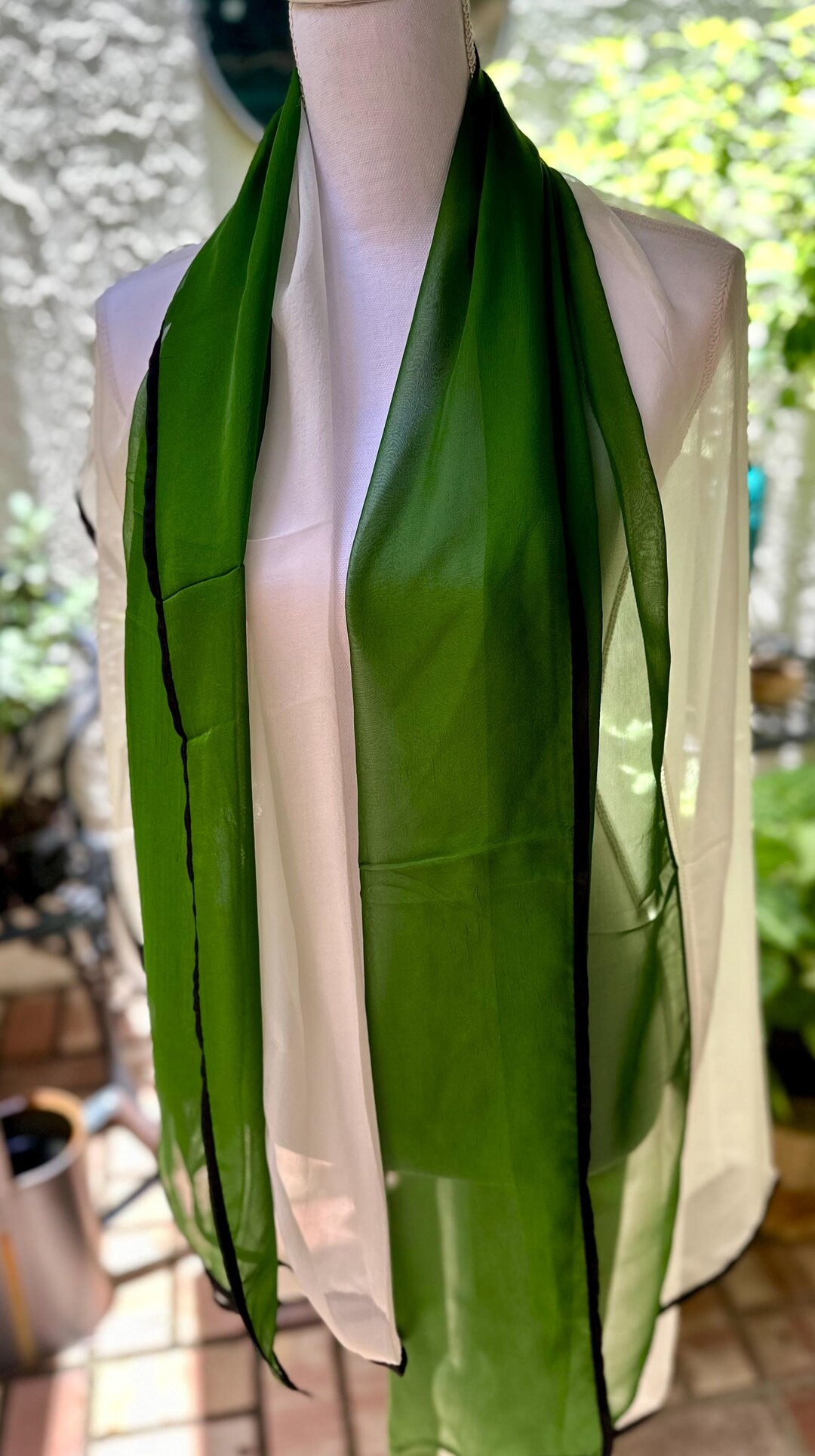 The SHEER SILK SCARF. Green and Eggshell 80 Percent Raw Silk Blend ...