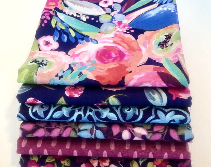 Bundle of Six 1/2 Yd. Fabric Prints From My Blissful Blooms Cotton ...