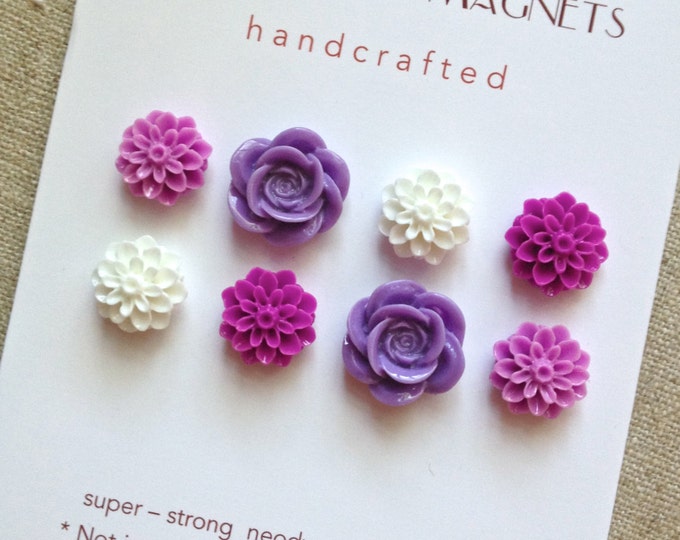 Strong Neodymium Magnets, Purple Flowers, Set of 8, Lavender, Roses ...