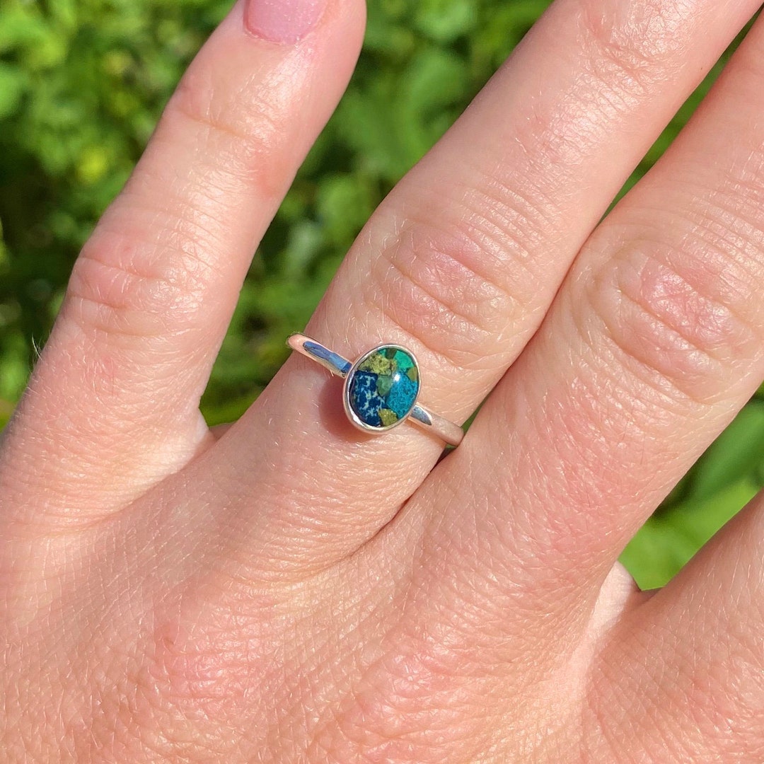 Leland Blue Ring, Sterling Silver, Leland Blue Stone, Michigan, Dainty ...