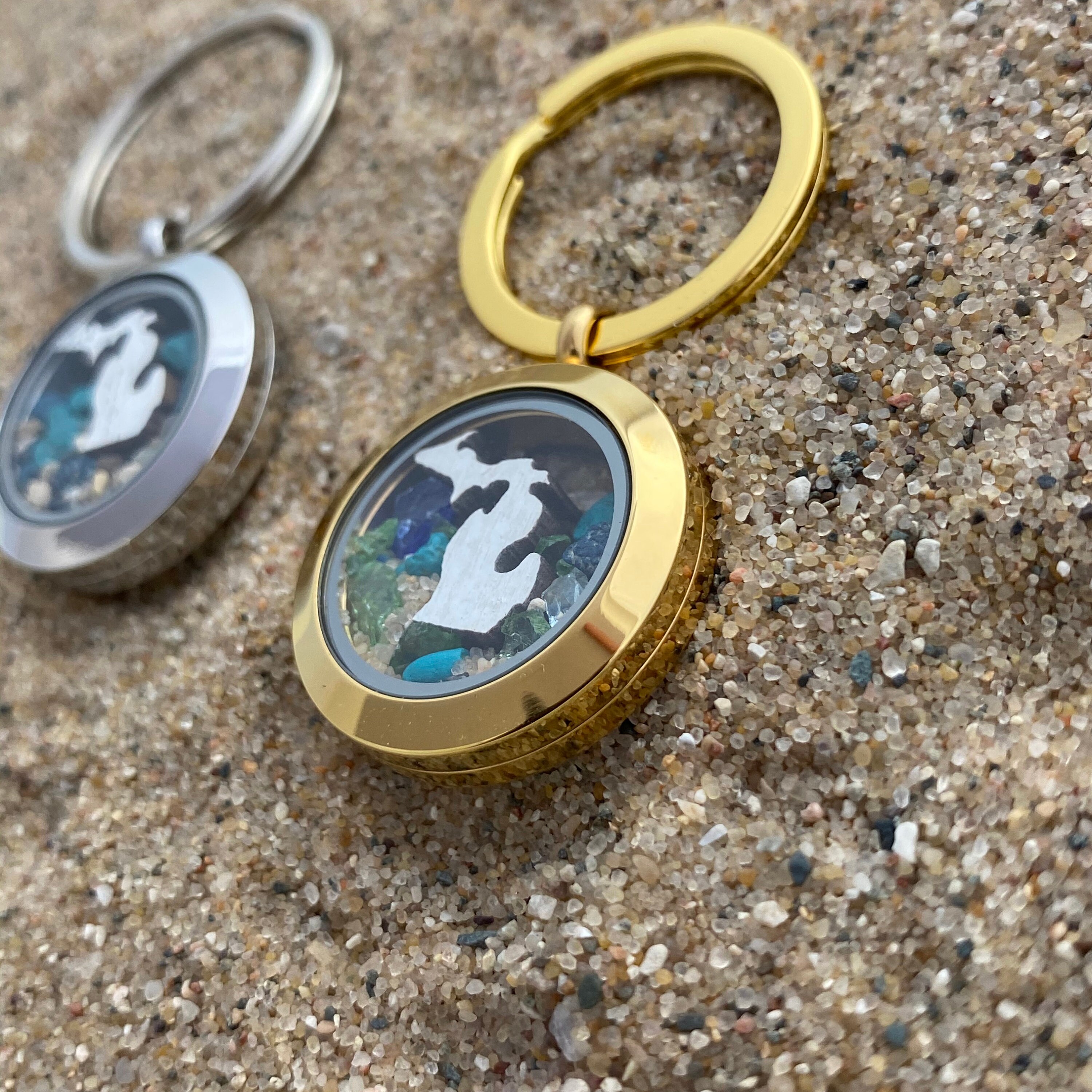 Great Lakes Beach Locket Keychain, All 5 Great Lakes, Key Chain ...