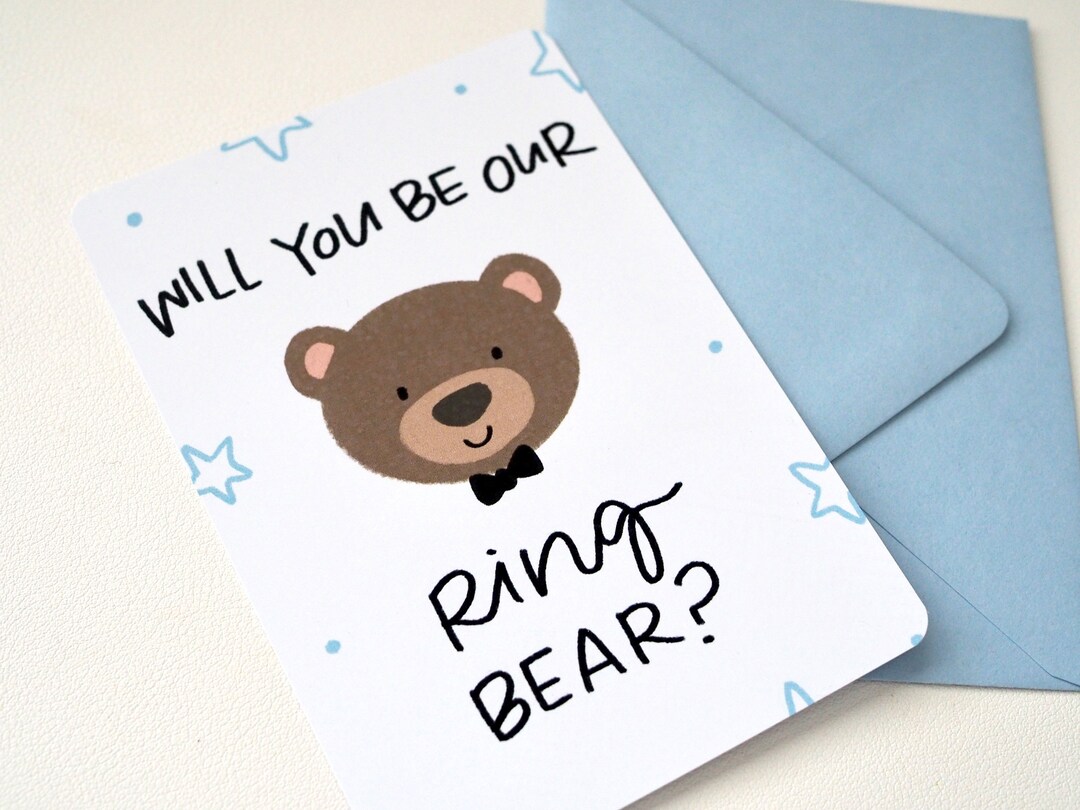 Ring Bearer Card “will You Be Our Ring Bear” // Ring Bearer Proposal Card for Boy / Bear Theme ...