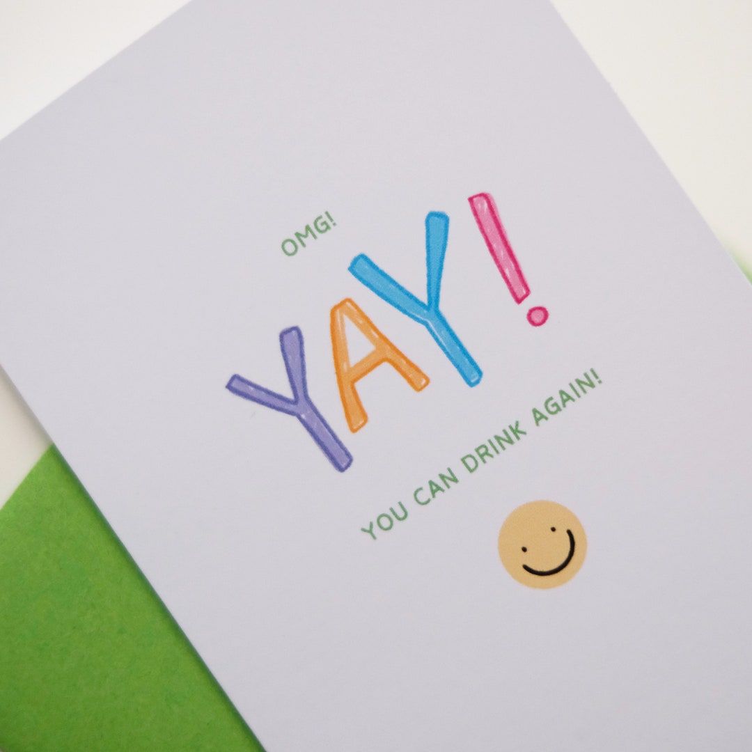 Funny Newborn Baby Card / Yay You Can Drink Again / Congrats Baby Card ...