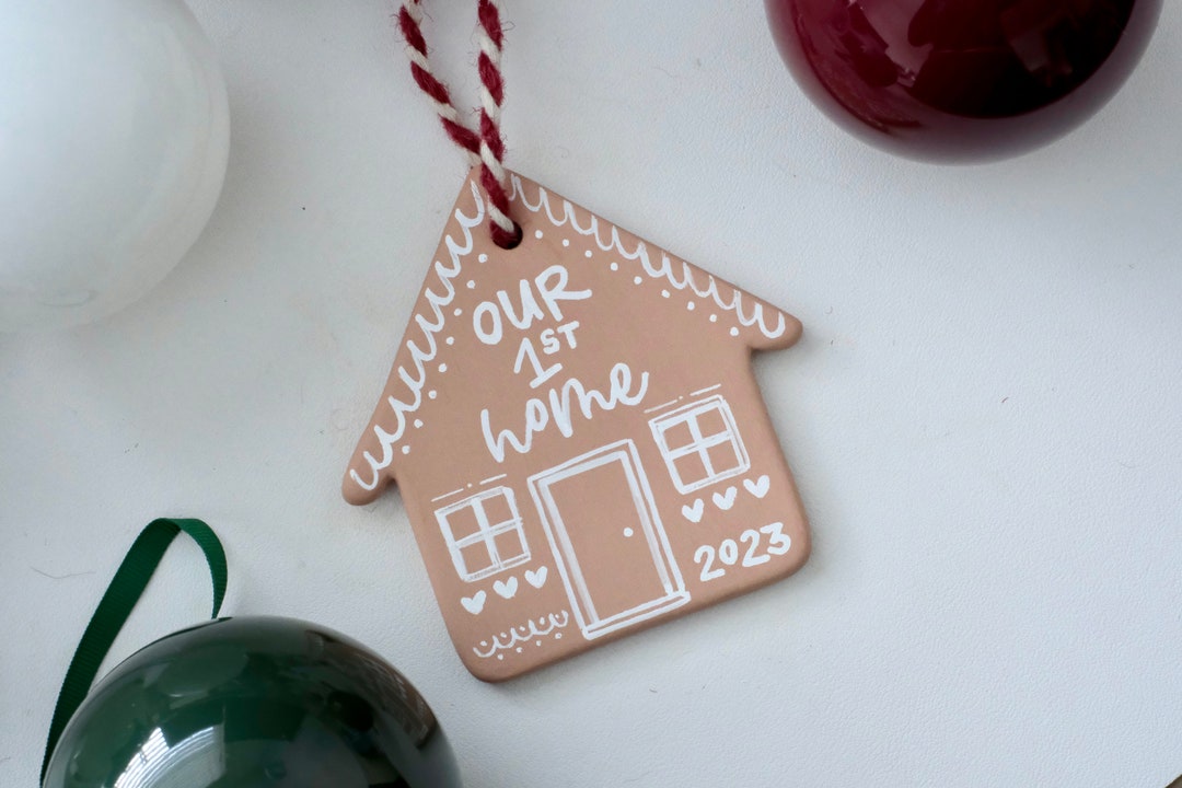 OUR 1ST HOME Ornament // Hand-painted 'our 1st Home' Gingerbread House ...