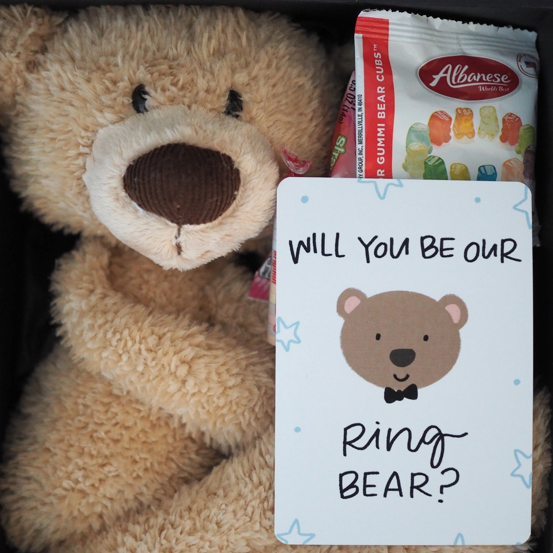 Ring Bearer Proposal Box Bear Theme // Ring Bear / Will You Be Our Ring Bearer? / Ring Bearer ...
