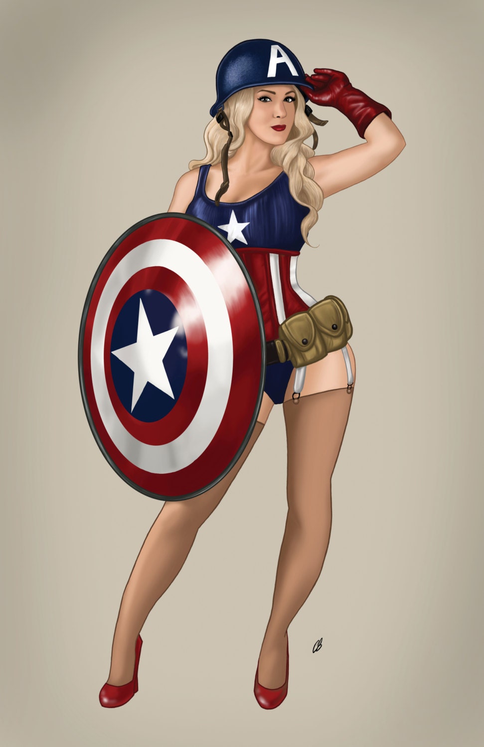 8 X 10 Captain America Pin Up Print Etsy