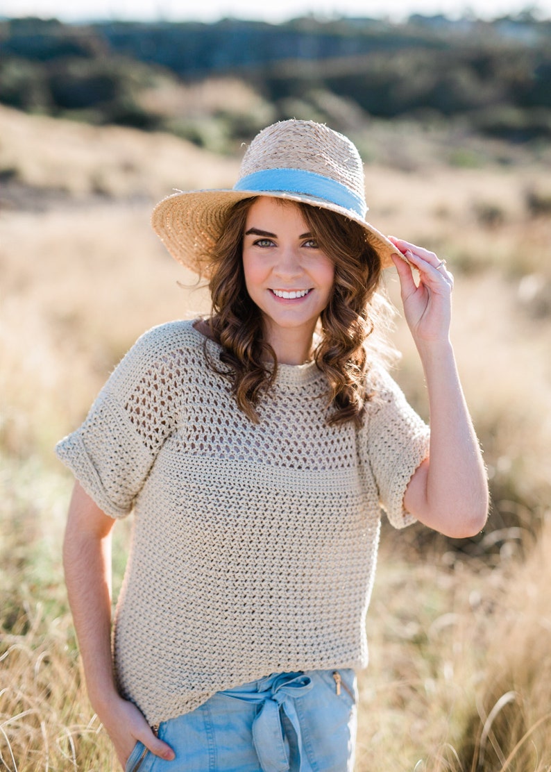 Crochet Pattern // Net Mesh Lace Crochet Oversized Tee Open Weave Boxy ...