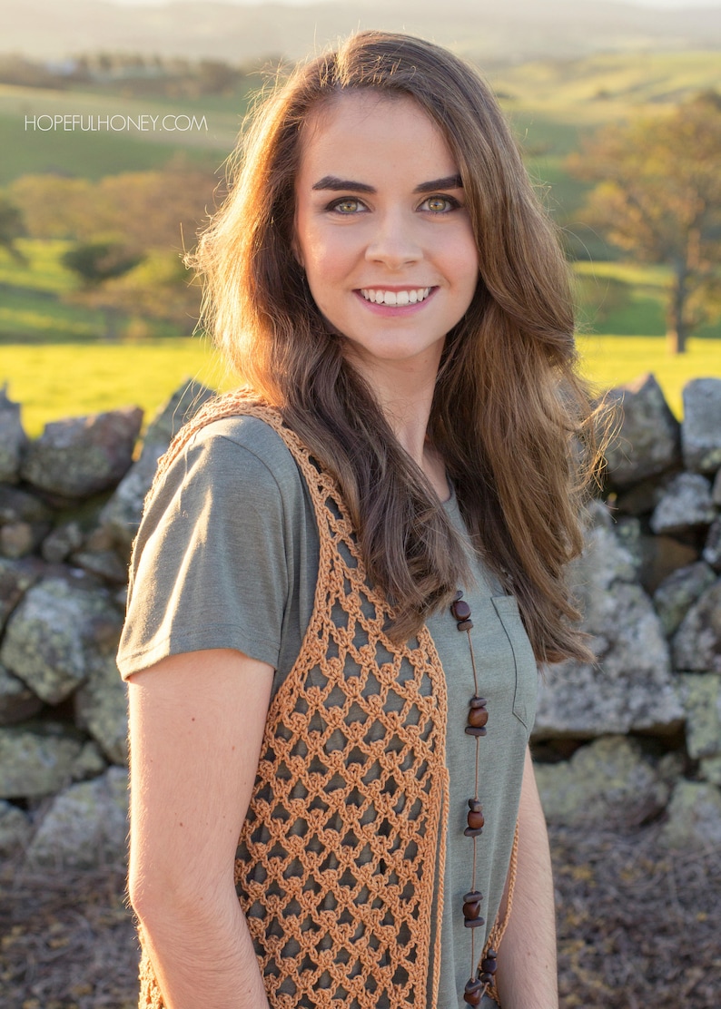 Crochet Pattern // Easy Mesh Net Open Weave Lace Hippie Boho 70s Retro ...