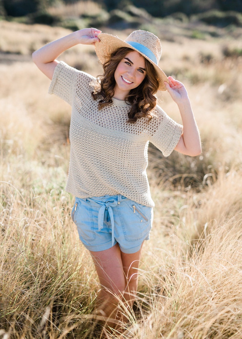 Crochet Pattern // Net Mesh Lace Crochet Oversized Tee Open Weave Boxy ...
