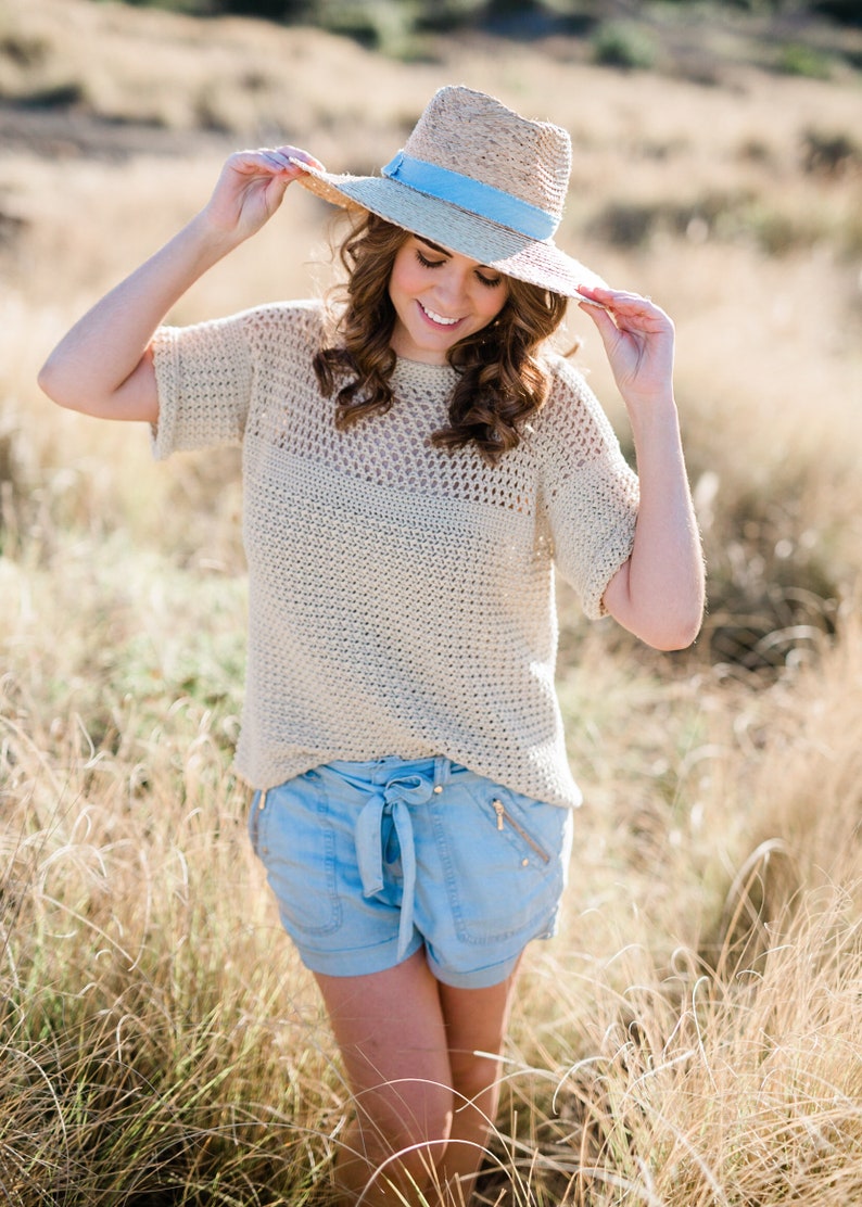 Crochet Pattern // Net Mesh Lace Crochet Oversized Tee Open Weave Boxy ...