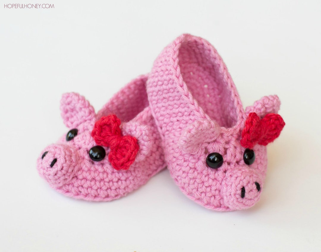 CROCHET PATTERN - Pink Piggy Baby Booties - Etsy