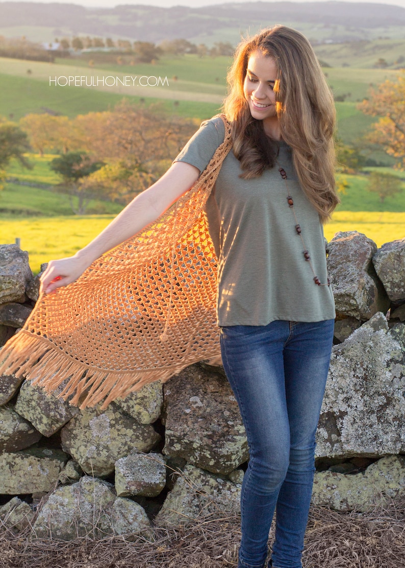 Crochet Pattern // Easy Mesh Net Open Weave Lace Hippie Boho 70s Retro ...