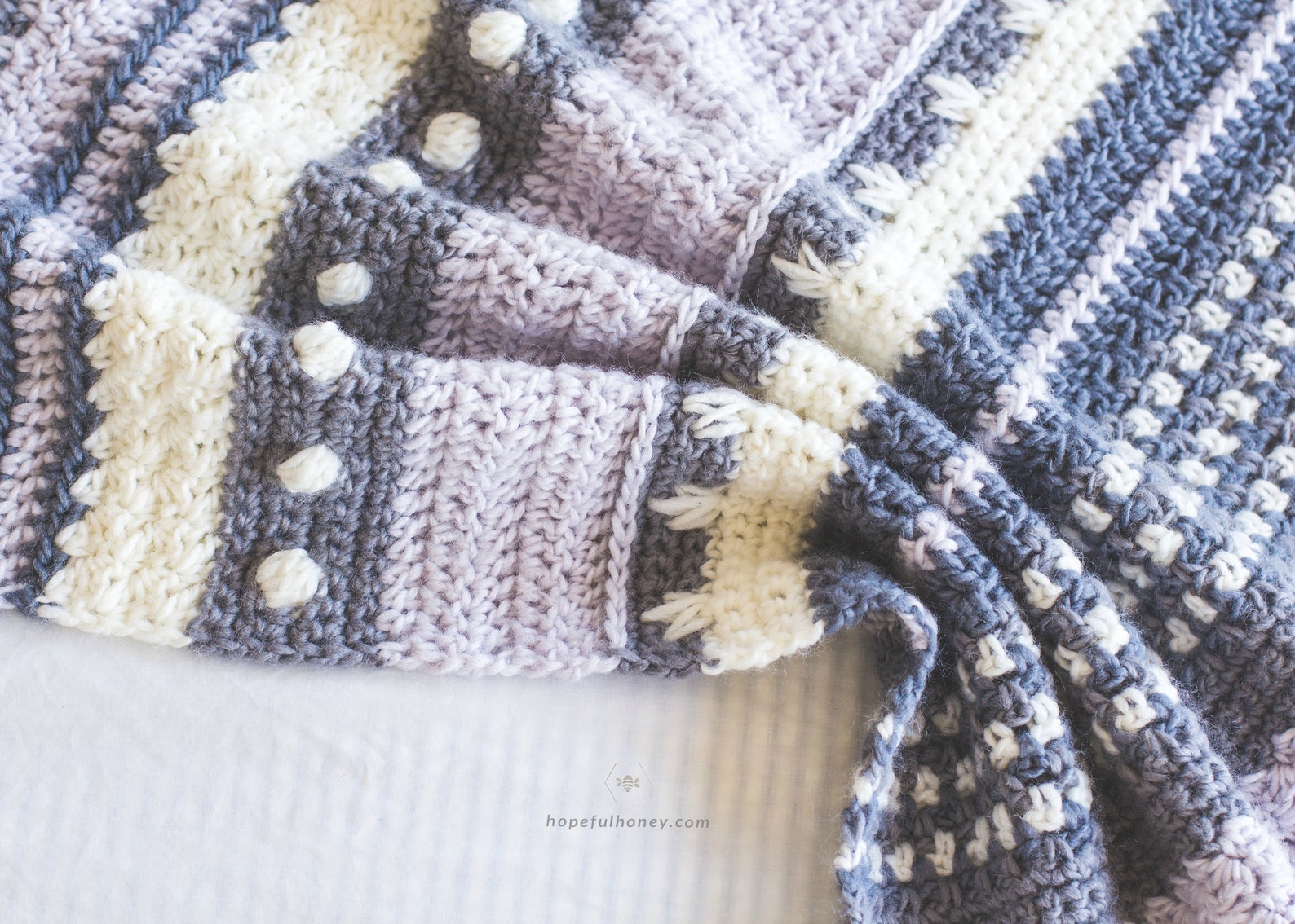 Crochet Pattern // Easy Striped Afghan Blanket Pattern, Textured Throw ...
