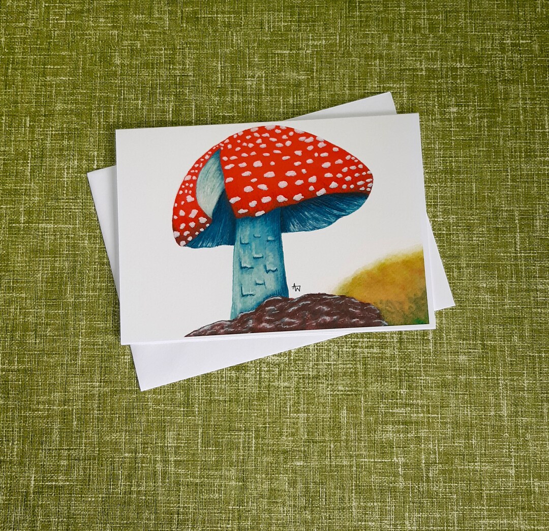Mushroom Toadstool Fairy Blank Greeting Card - Etsy