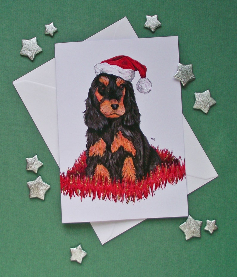 Cocker Spaniel Puppy Dog Christmas Card With Glitter - Etsy