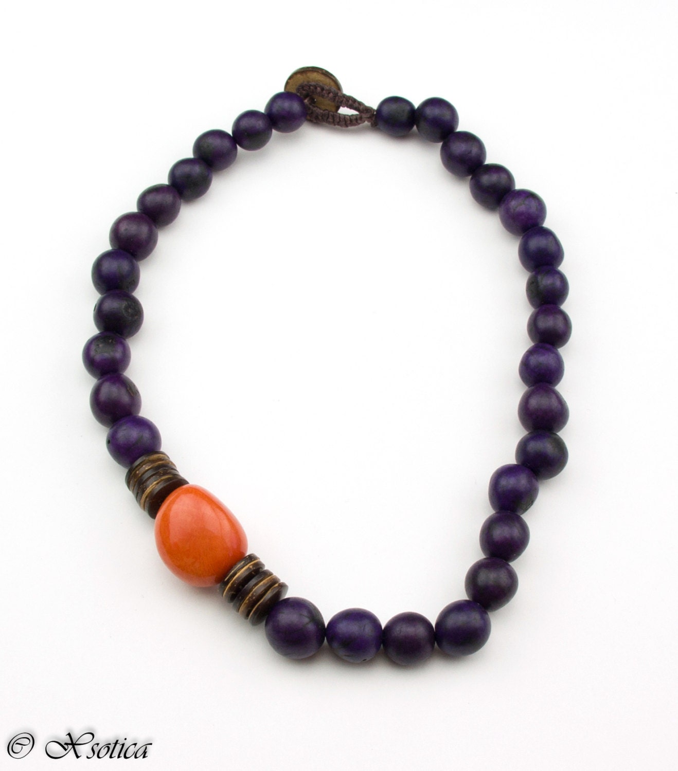 Classic Purple Grape Pambil-orange Tagua Seeds Necklace. - Etsy