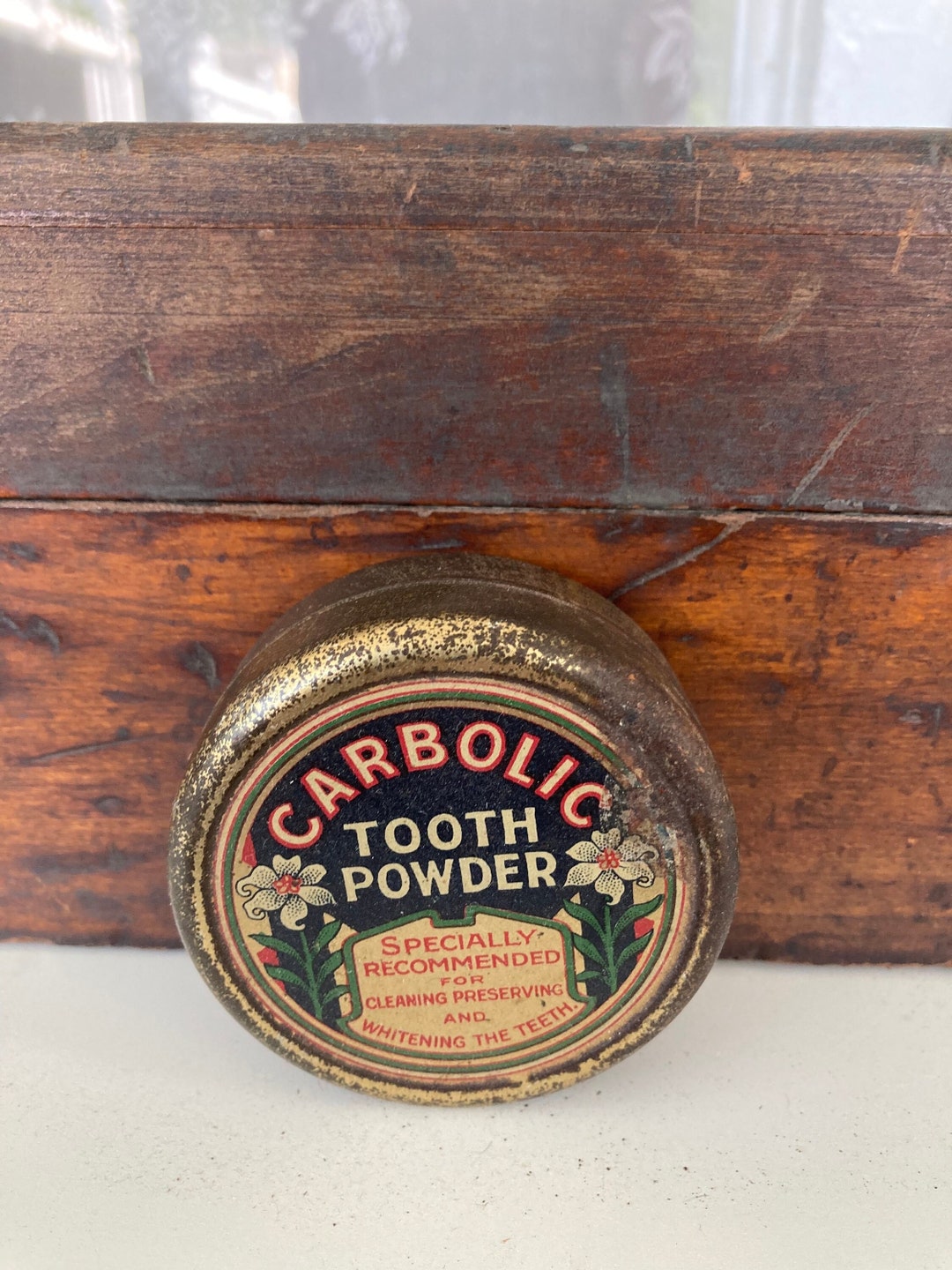 Antique Tin Carbolic Tooth Powder Flowers 1930s - Etsy