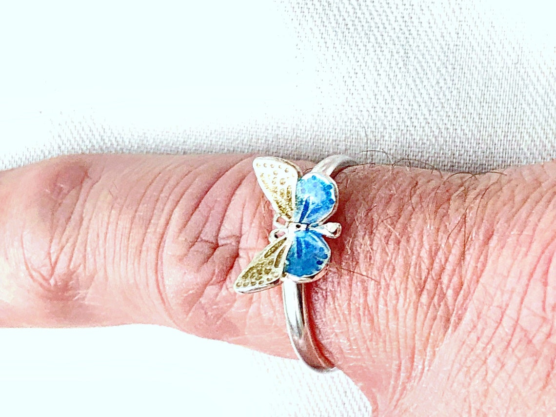 Dainty Butterfly Ring in Sterling Silver. Stacking Butterfly Wings Ring ...