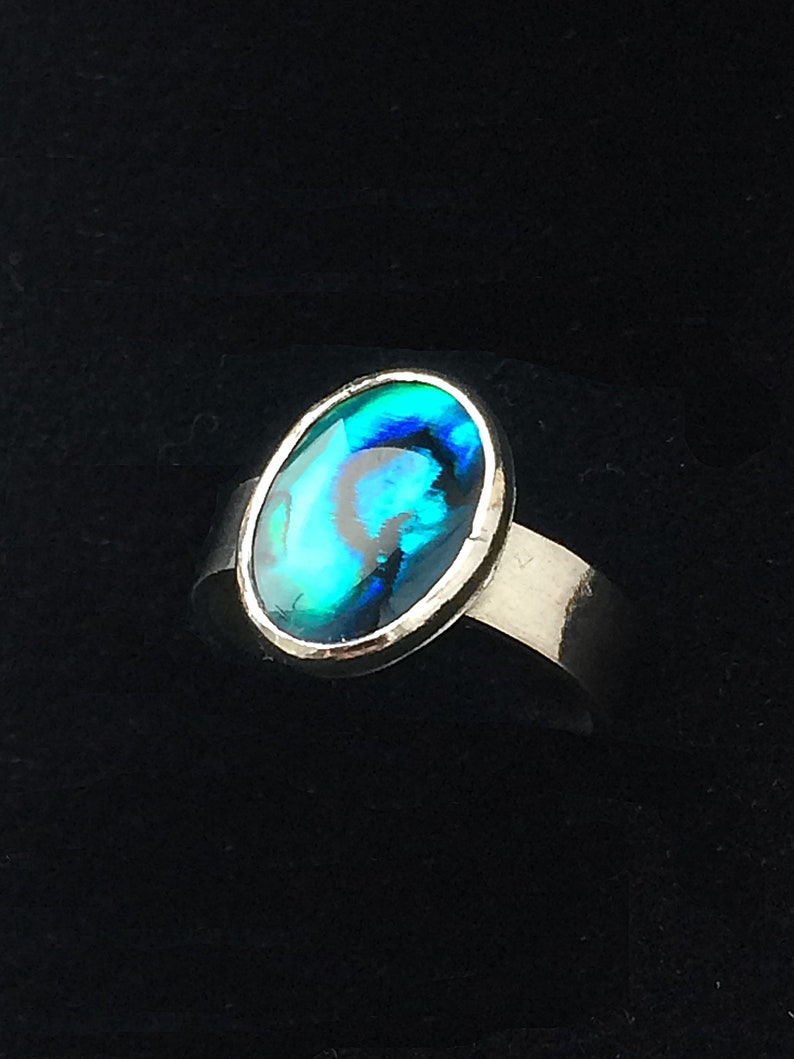 Sterling Silver Green Blue Abalone Paua Shell Ring - Etsy Australia
