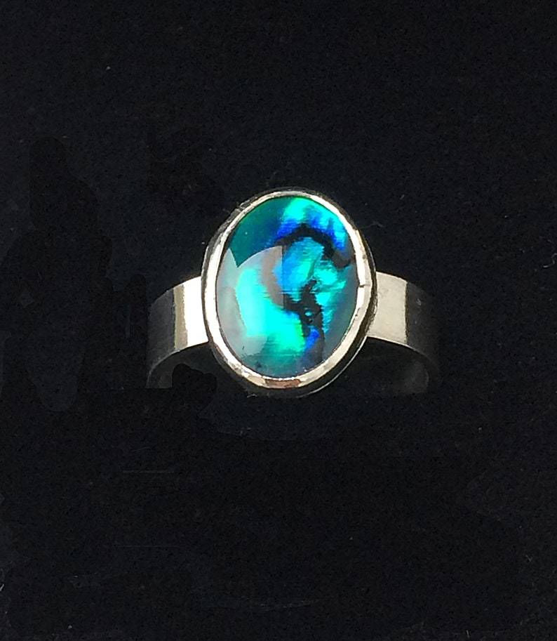 Sterling Silver Green Blue Abalone Paua Shell Ring - Etsy Australia