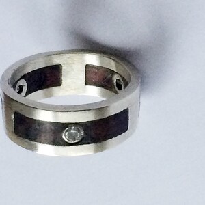 Sterling Silver Wood Inlay Satin Finish Double Gallery Ring. Inlaid ...