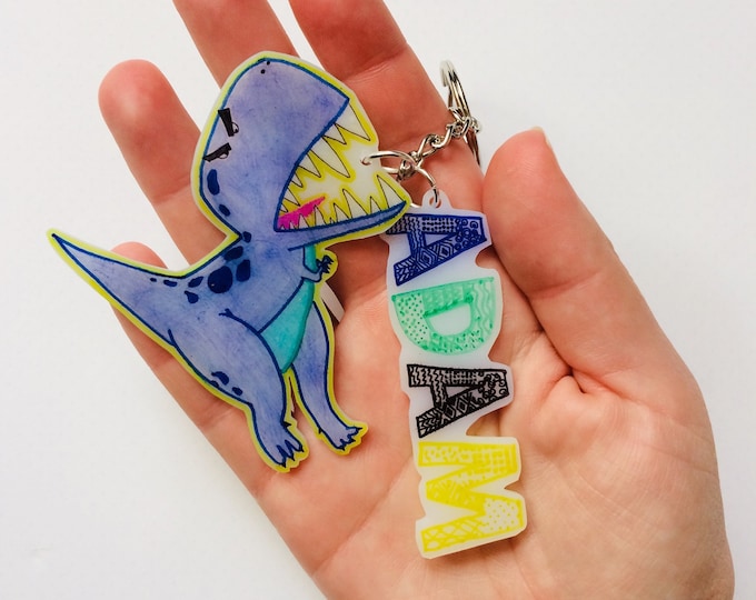 Dinosaur Keychain. Personalized Kids Keychain. Dino Accessories. Boys ...