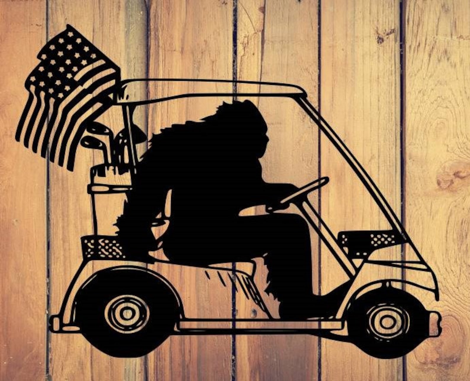 Golf Cart Bigfoot With American Flag Digital File Instant | Etsy