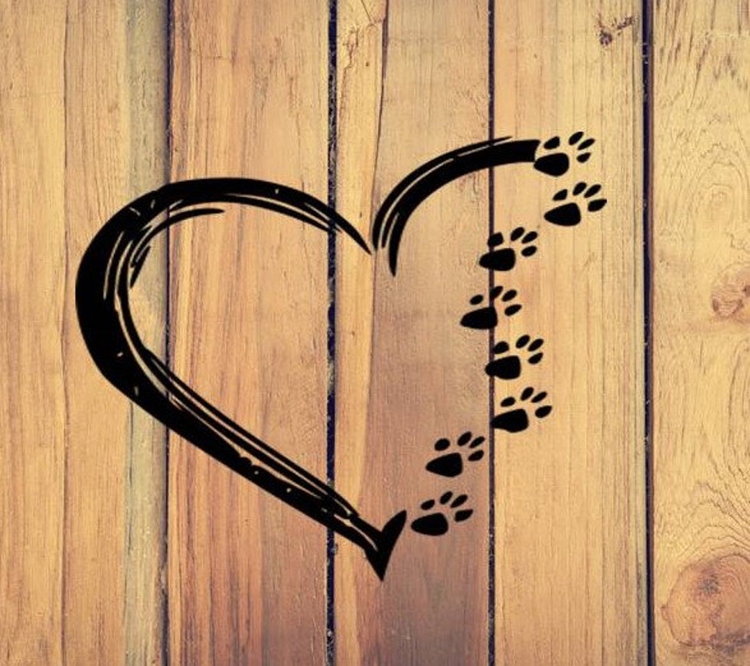 Line of Paw Print Heart, Digital File, Instant Download, Svg, Png, Eps ...
