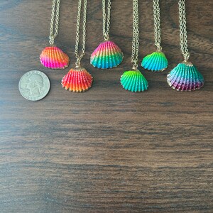 Rainbow Shell Necklace: Hand-painted Scallop, Beachy Boho Jewelry - Etsy