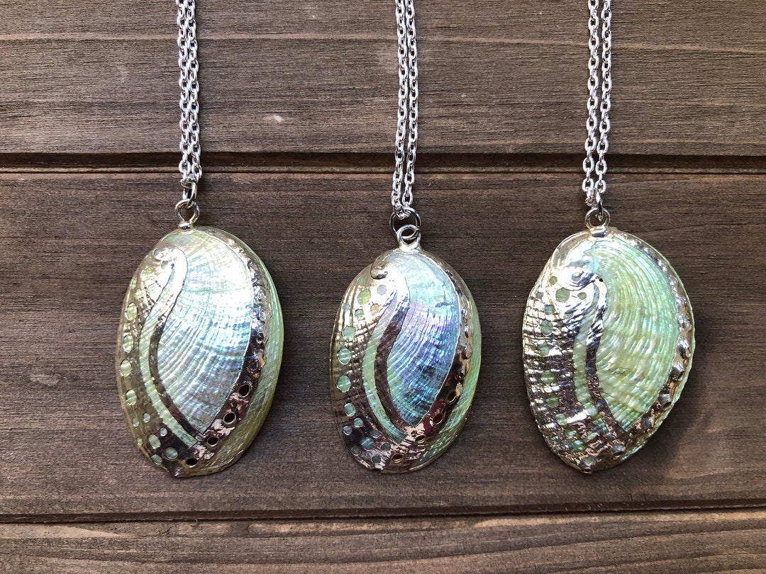 Yellow Abalone Shell Necklace: Silver Detail, Beach Bridal Jewelry - Etsy