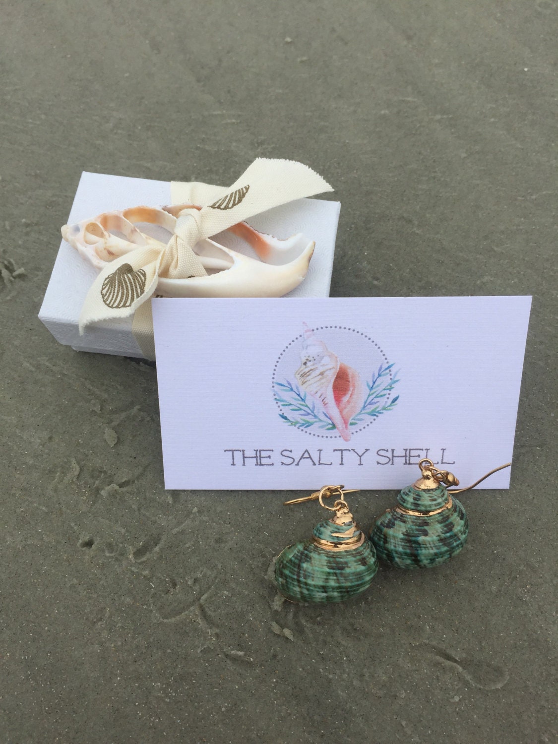 Green Turban Shell Earrings