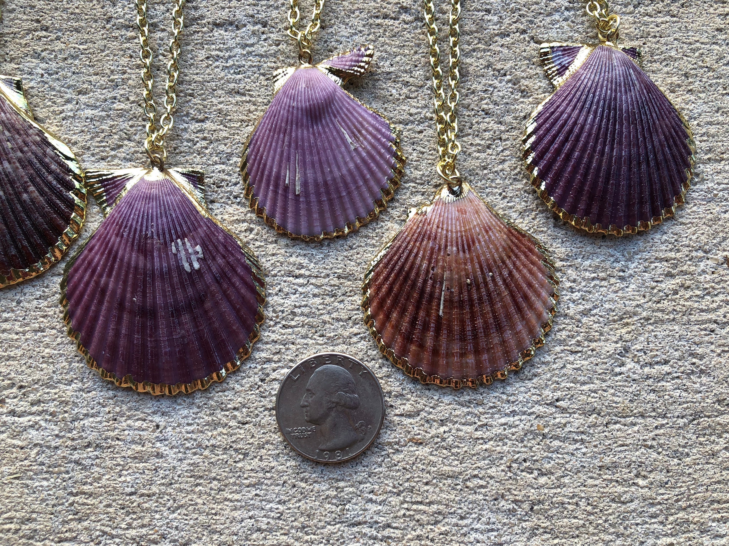 Purple Scallop Shell Necklace