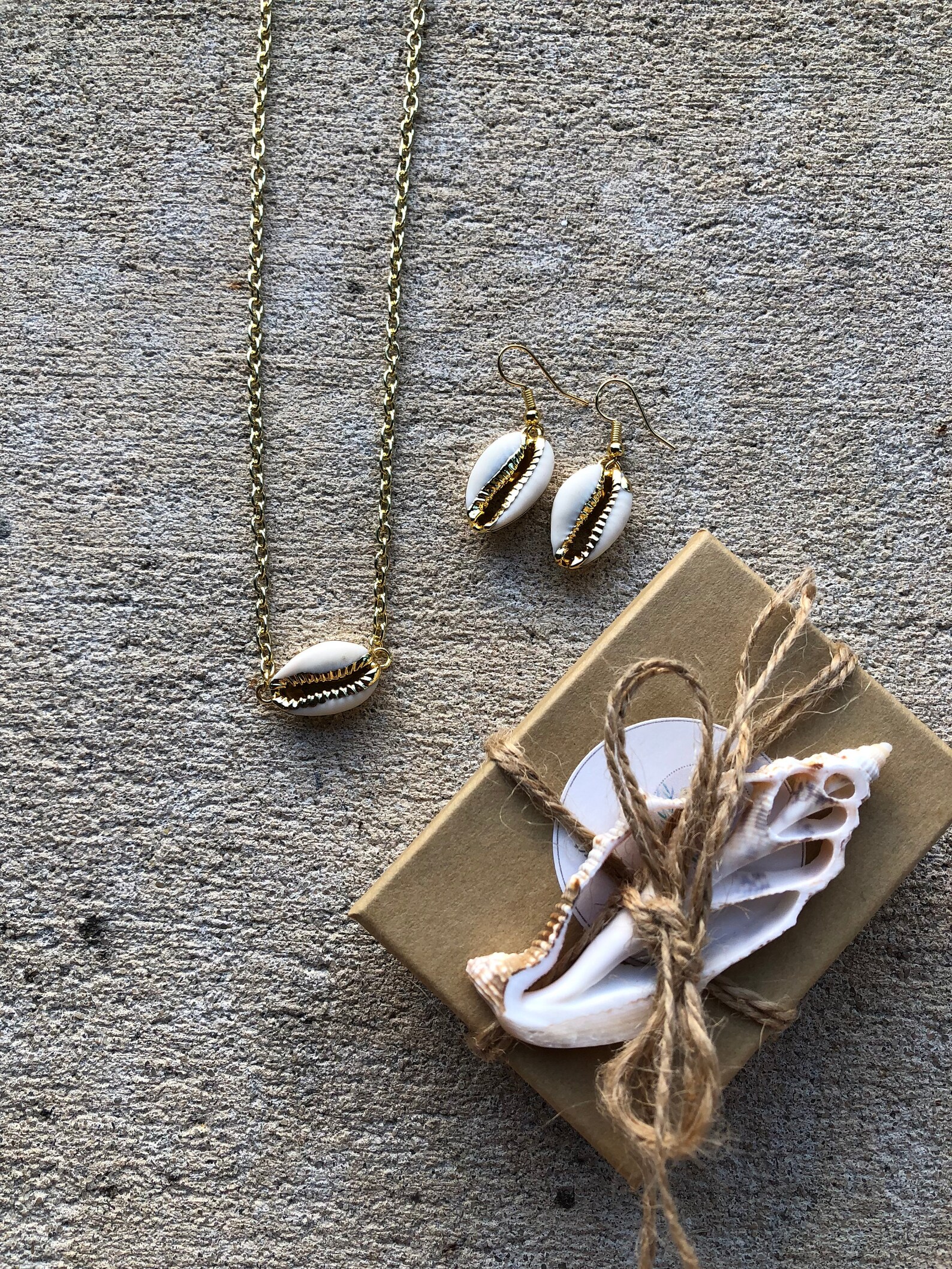 Small Shell Jewelry Set Mermaid Jewelry Gift Mom Boho Gift | Etsy