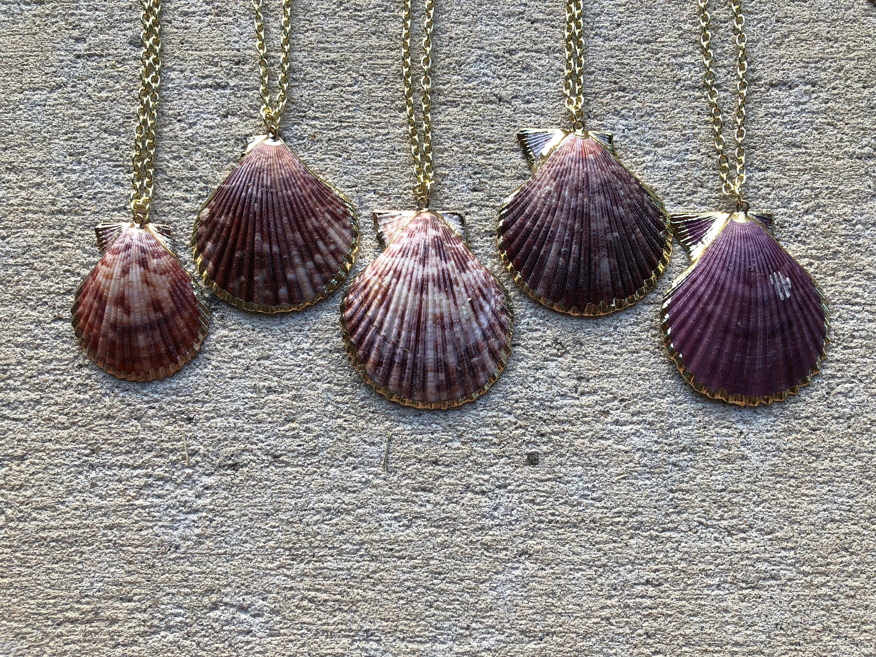 Purple Scallop Shell Necklace