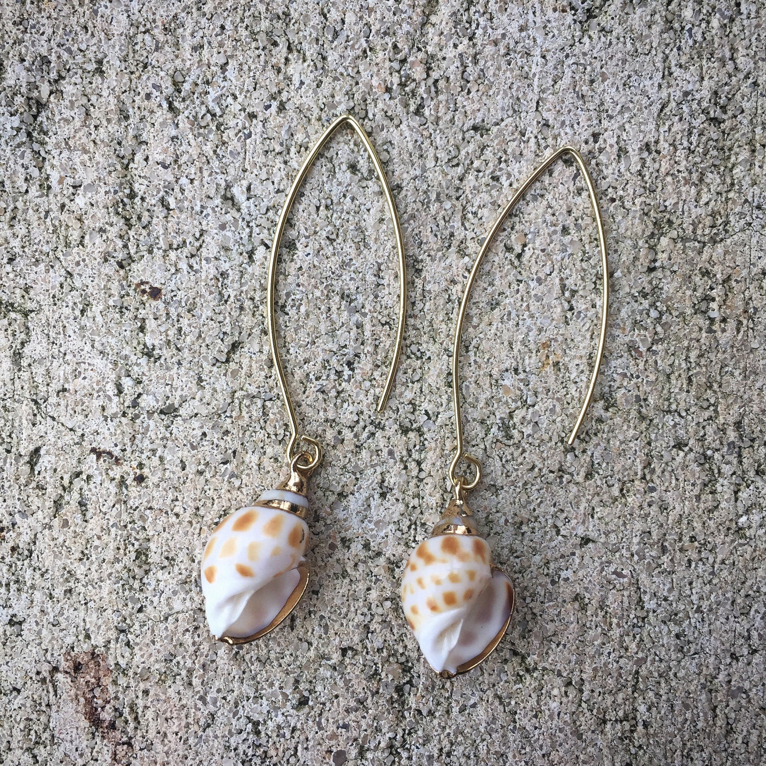 Gold Dangle Drop Shell Earrings