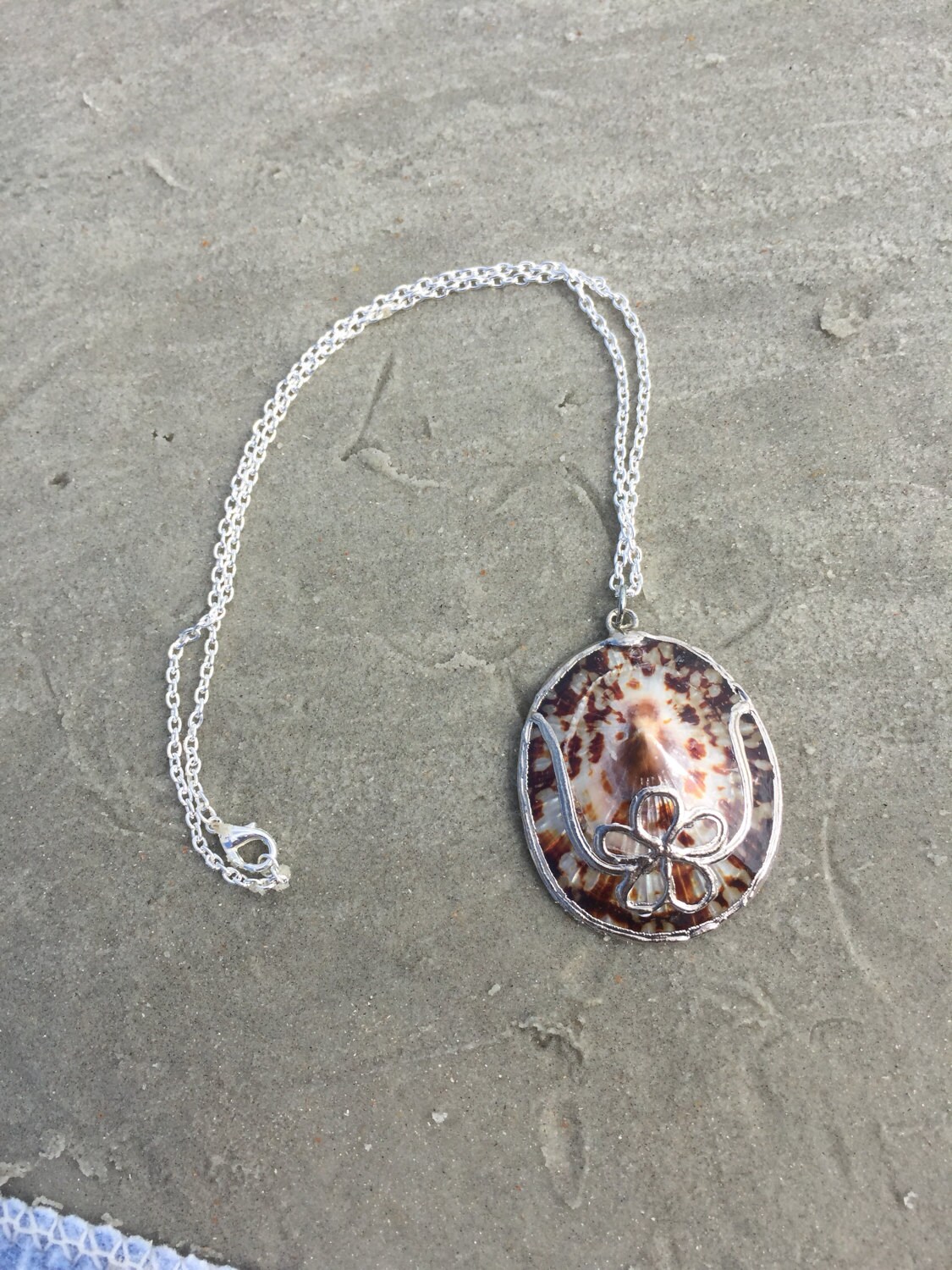 Brown Turtle Shell Necklace Floral Accented Brown Shell | Etsy