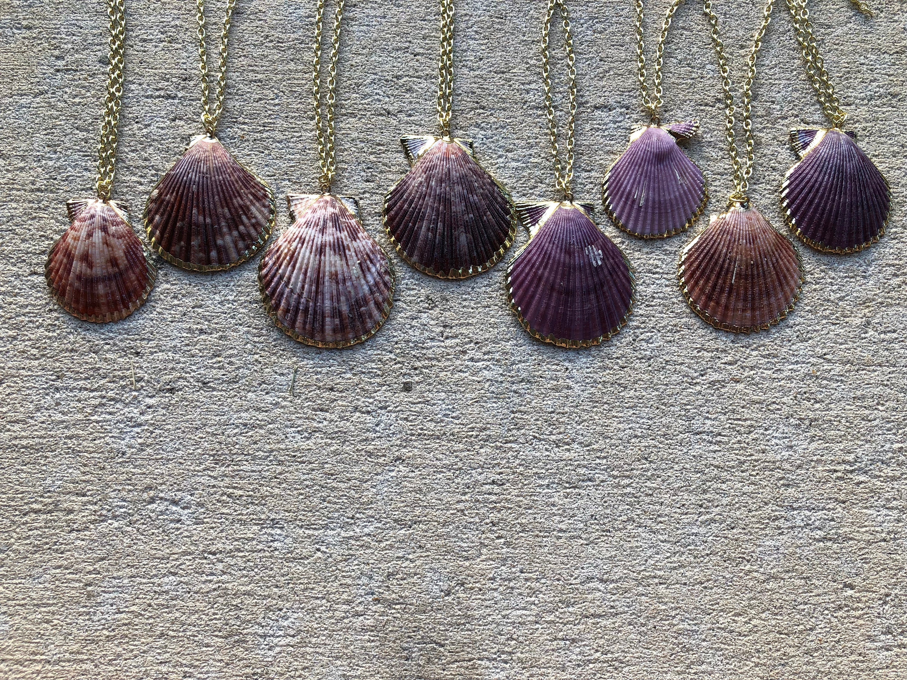 Purple Scallop Shell Necklace