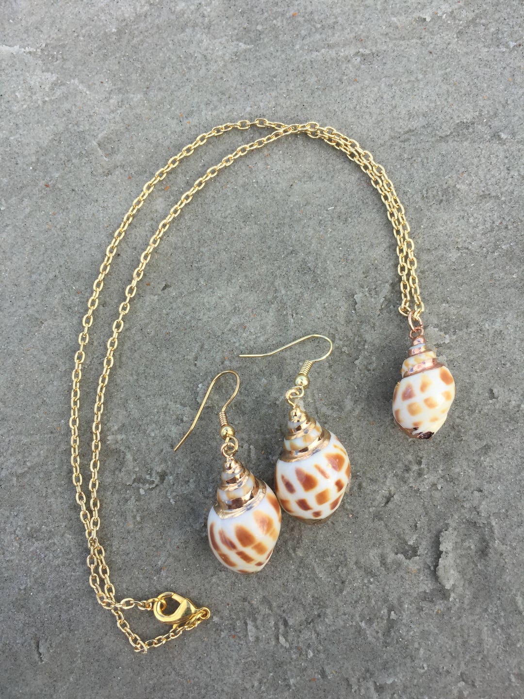 Boho Shell Jewelry Set: Gold Areola Shell Necklace and Earrings - Etsy
