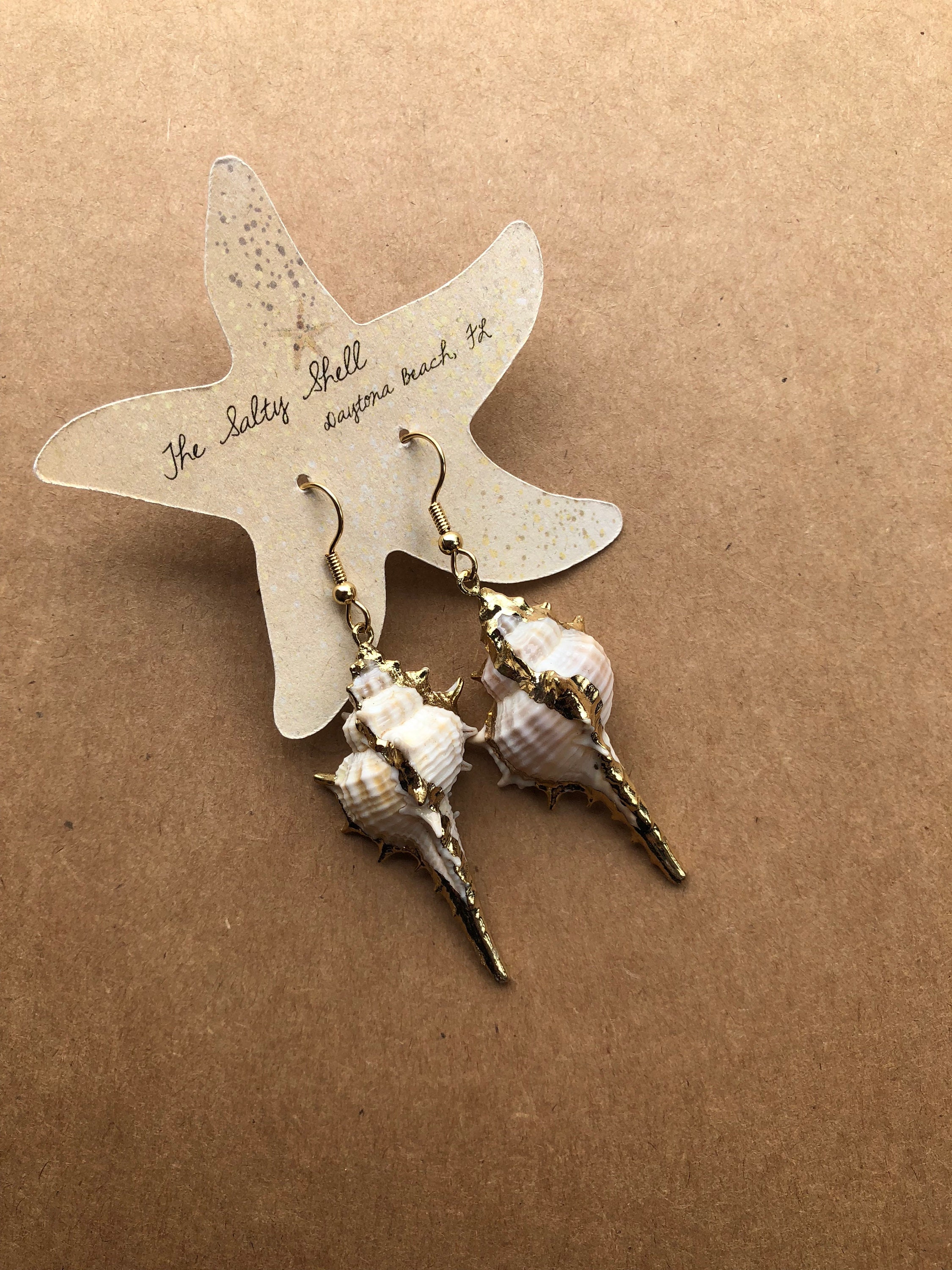 Large Gold Murex Shell Earrings