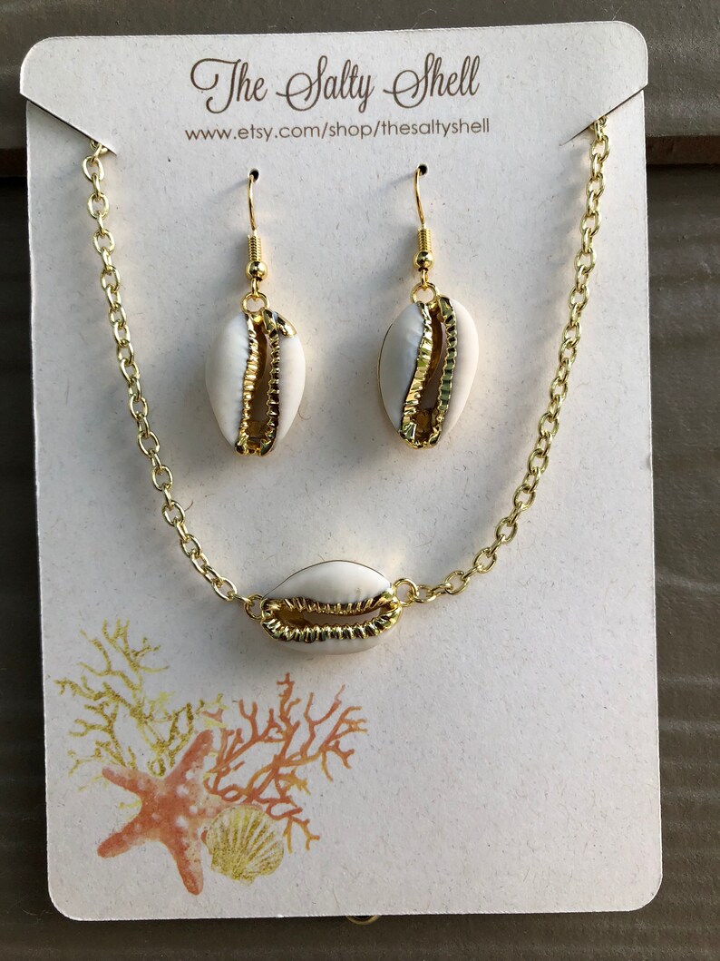 Small Shell Jewelry Set Mermaid Jewelry Gift Mom Boho Gift | Etsy
