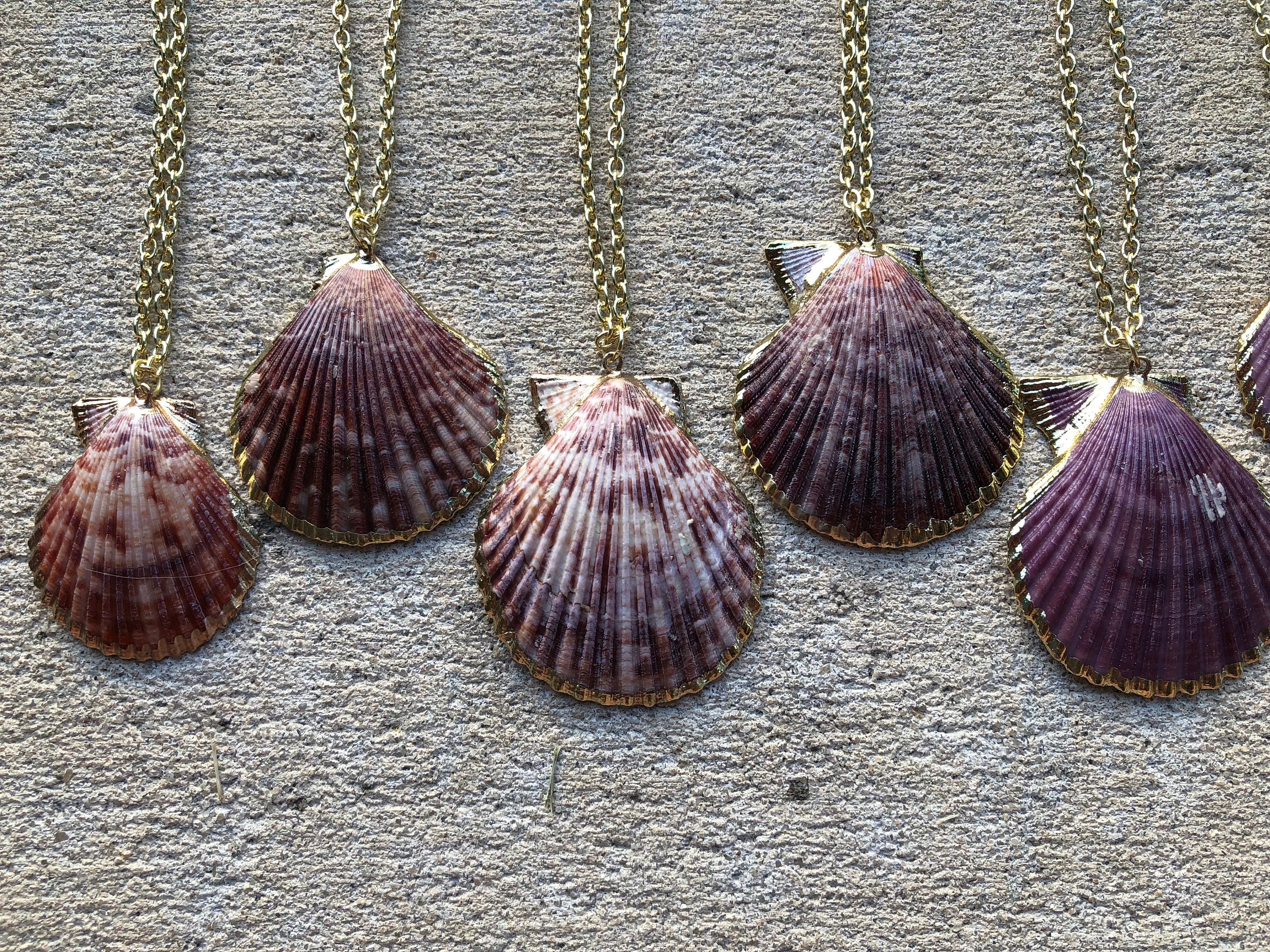 Purple Scallop Shell Necklace