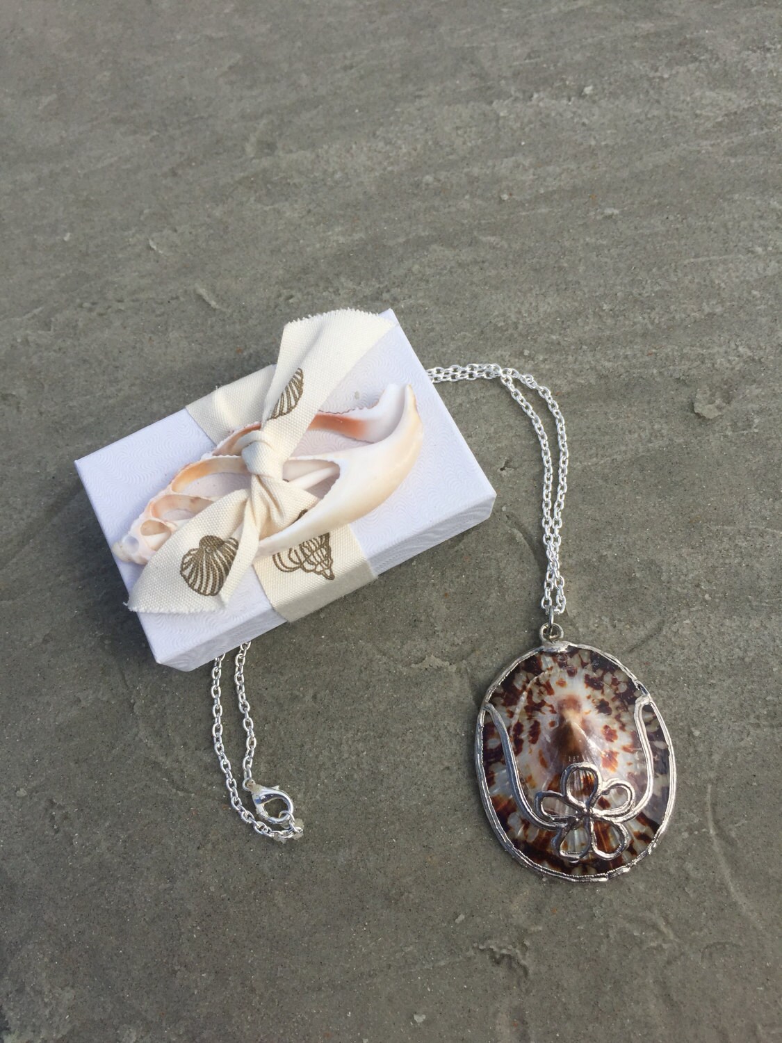 Brown Turtle Shell Necklace Floral Accented Brown Shell | Etsy