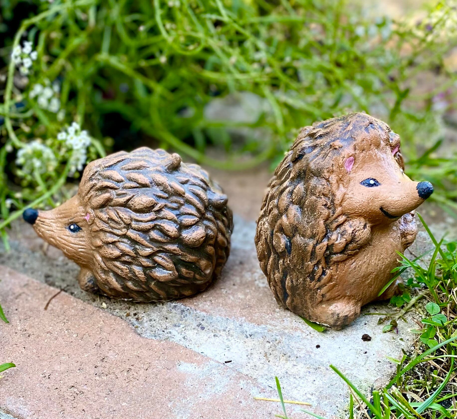 Pair of Hedgehog Concrete Statues, Hedgehog Garden Statue Pair ...