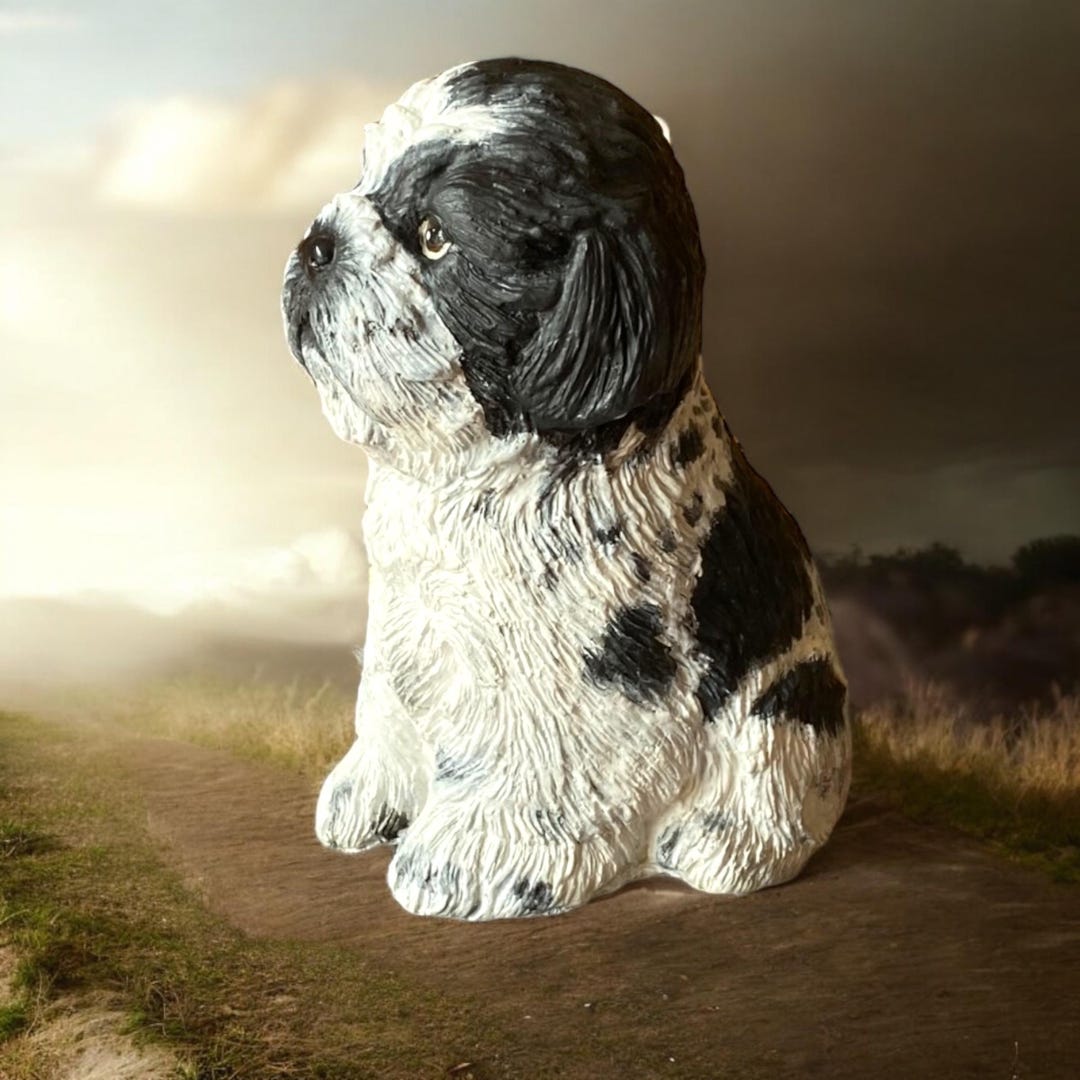 Shih Tzu Statue Figurine, Concrete Shih Tzu Statue Handcrafted, Maltese ...