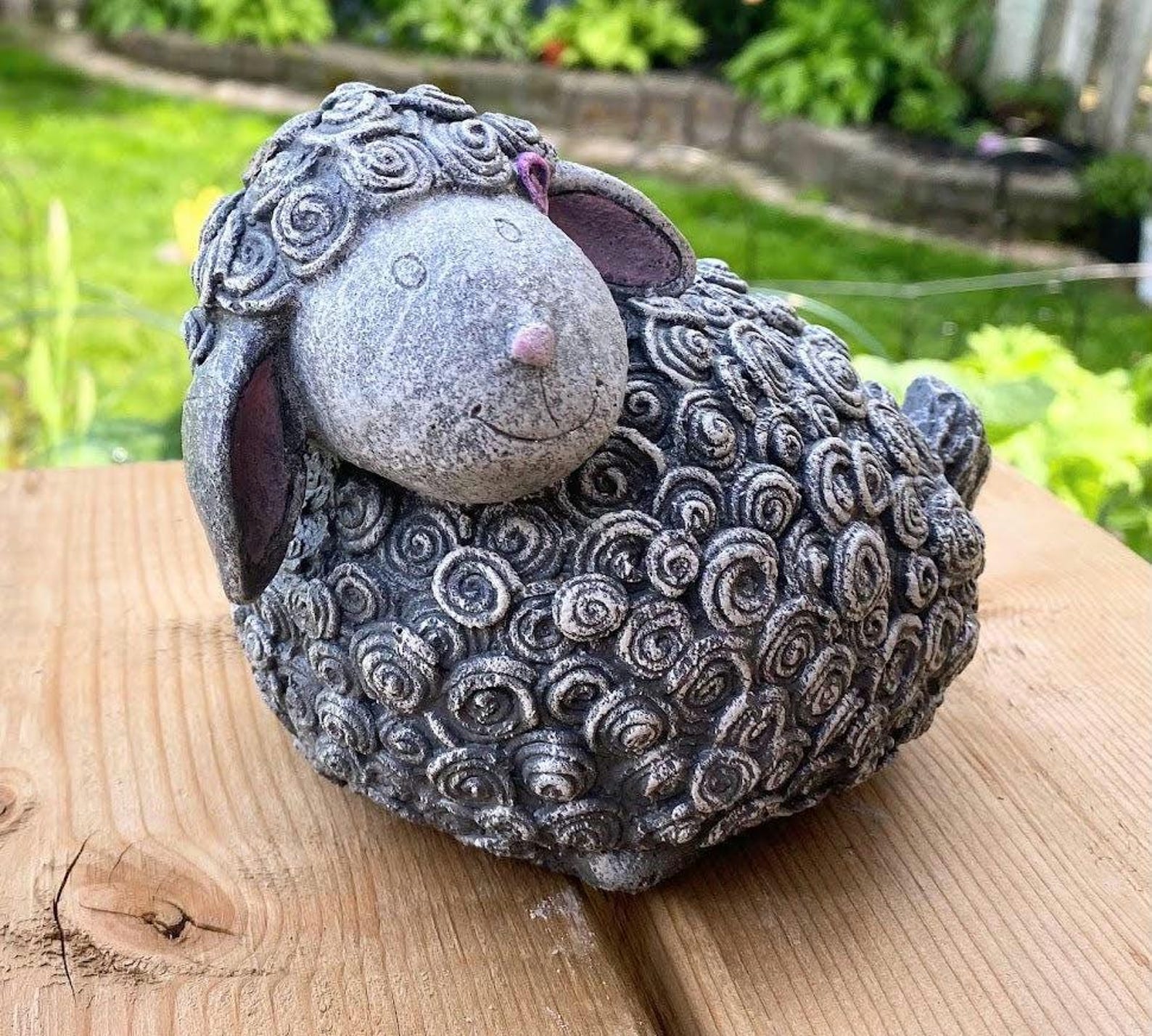 Sheep Statue, Hand Crafted Concrete Sheep Lamb Garden Statue Figurine ...