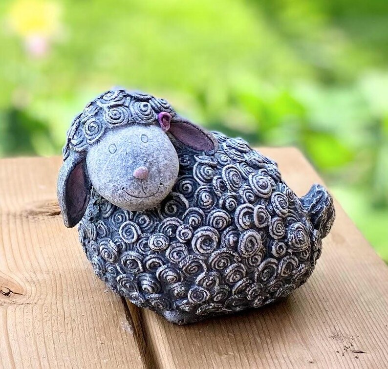 Sheep Statue, Hand Crafted Concrete Sheep Lamb Garden Statue Figurine ...