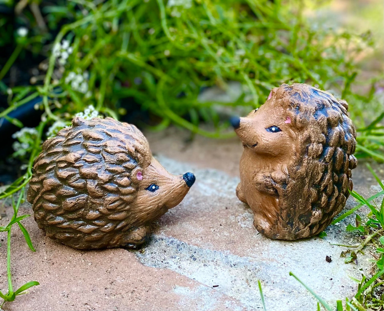Pair of Hedgehog Concrete Statues, Hedgehog Garden Statue Pair ...