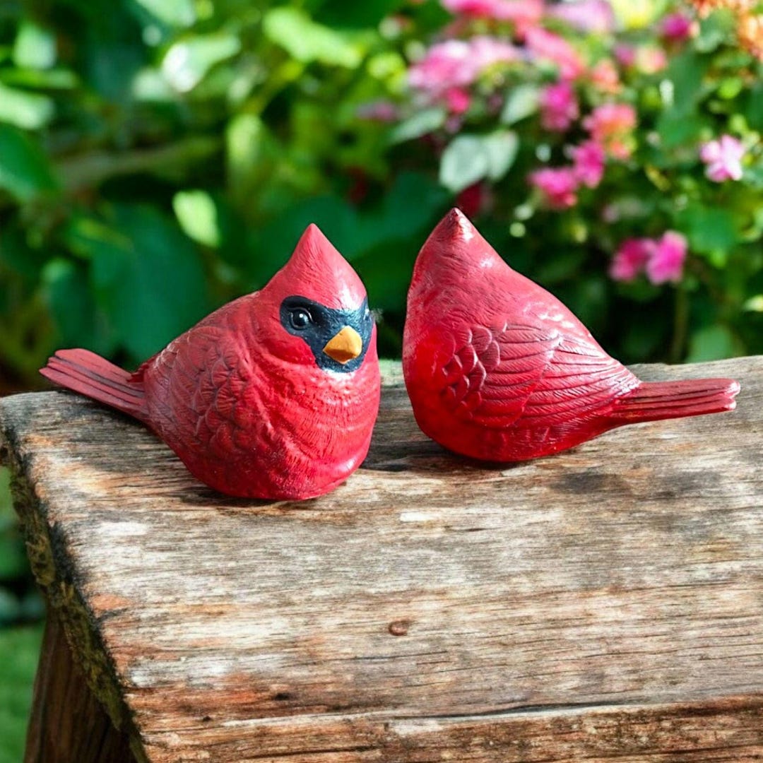 Cardinal Statue, Hand Crafted Concrete Cardinal Garden Statue Figurine ...
