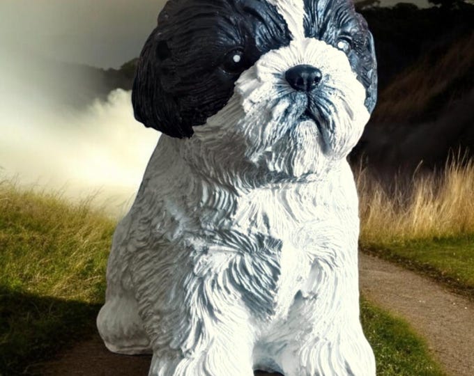Shih Tzu Statue Figurine, Concrete Shih Tzu Statue Handcrafted, Maltese ...